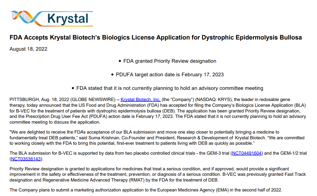一次性治疗「蝴蝶病」，临床III期达到双主要终点，明年递交BLA_凤凰网