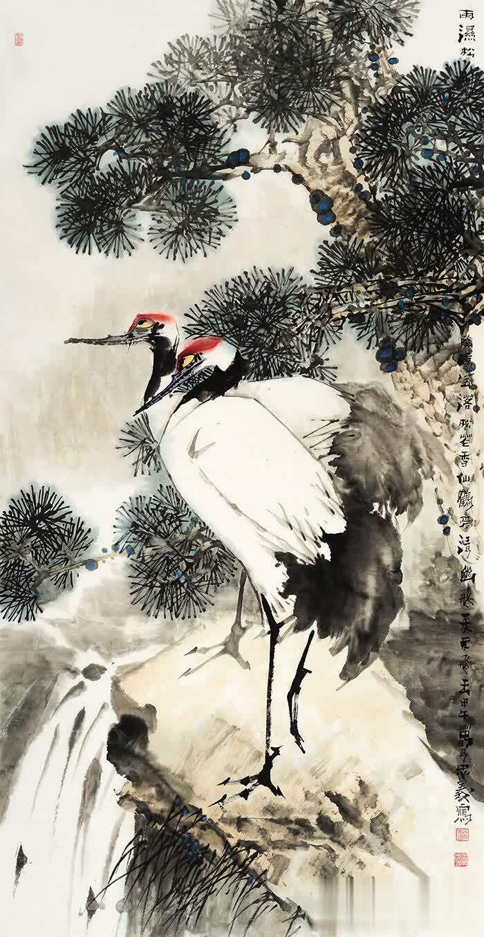 名画欣赏：当代名家国画仙鹤作品欣赏__凤凰网