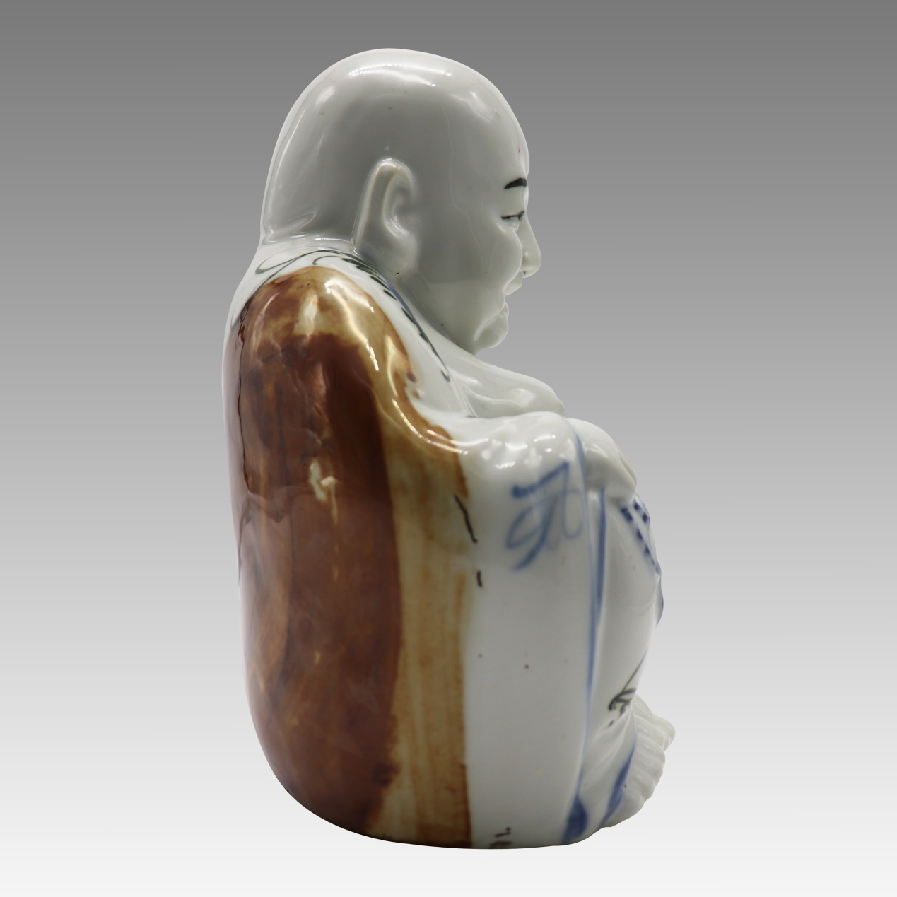 景德镇白瓷施彩青花弥勒佛像__凤凰网