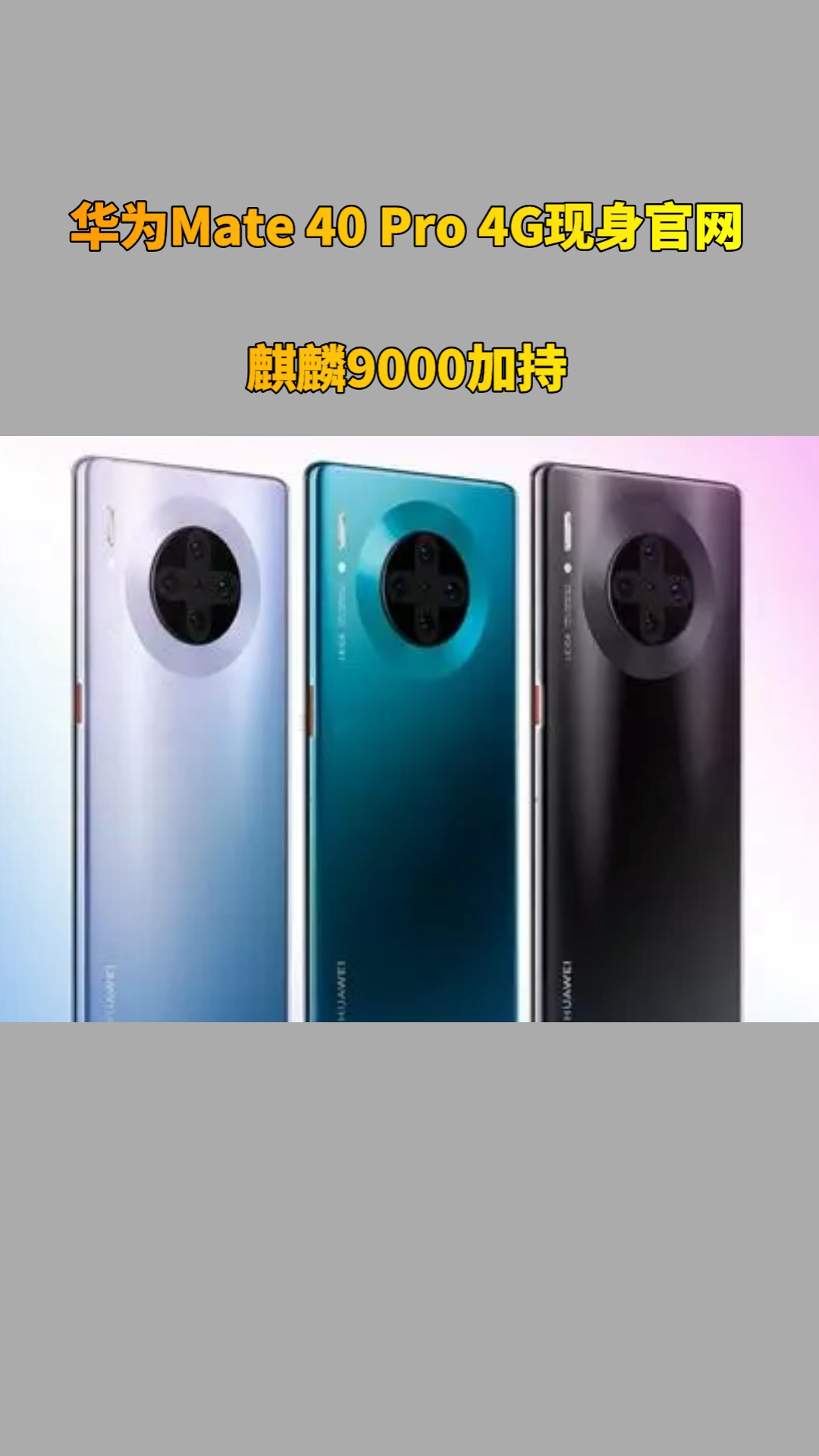 华为Mate 40 Pro 4G现身官网：麒麟9000加持_凤凰网视频_凤凰网