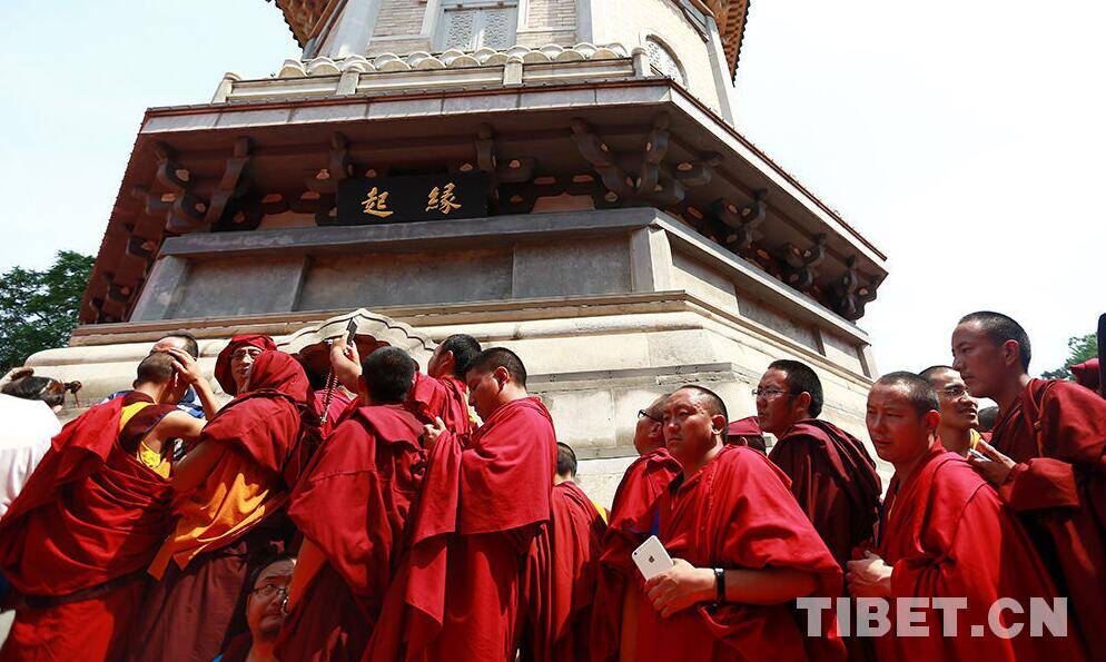 藏传佛教僧人朝拜佛牙舍利塔_手机凤凰网